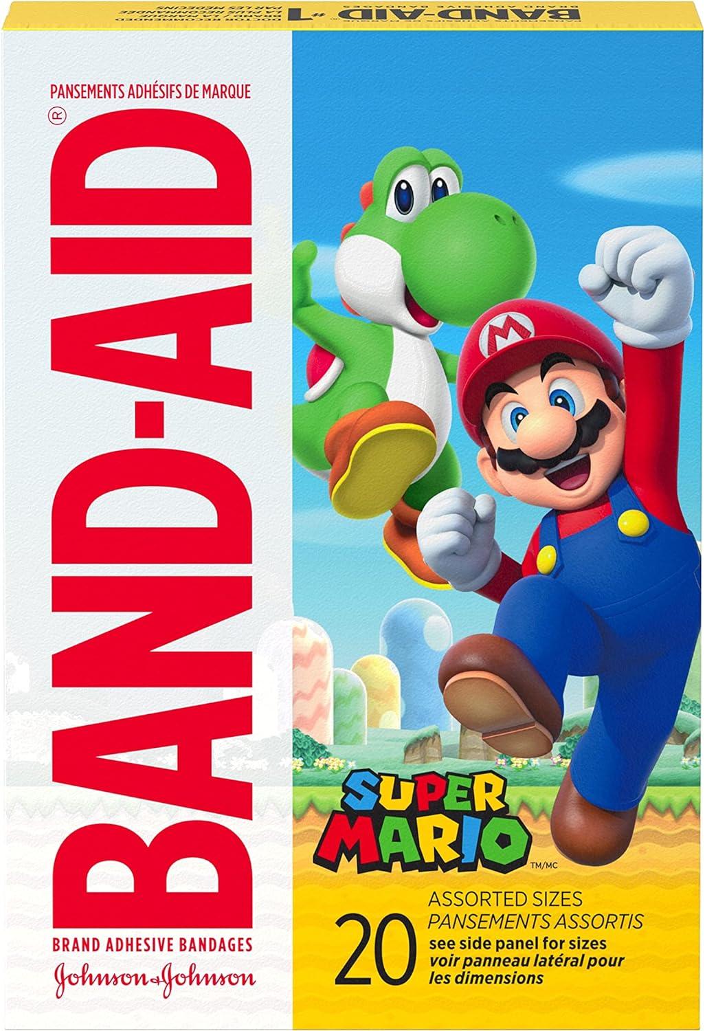 Band-Aid Super Mario 20 Count Assorted Sizes - Fun and Colorful ...