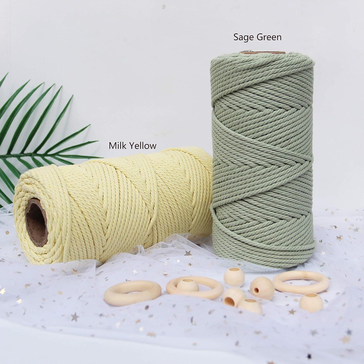 3mm Sage Green Macrame Cord - 109 Yards Natural Cotton Rope for Macrame ...