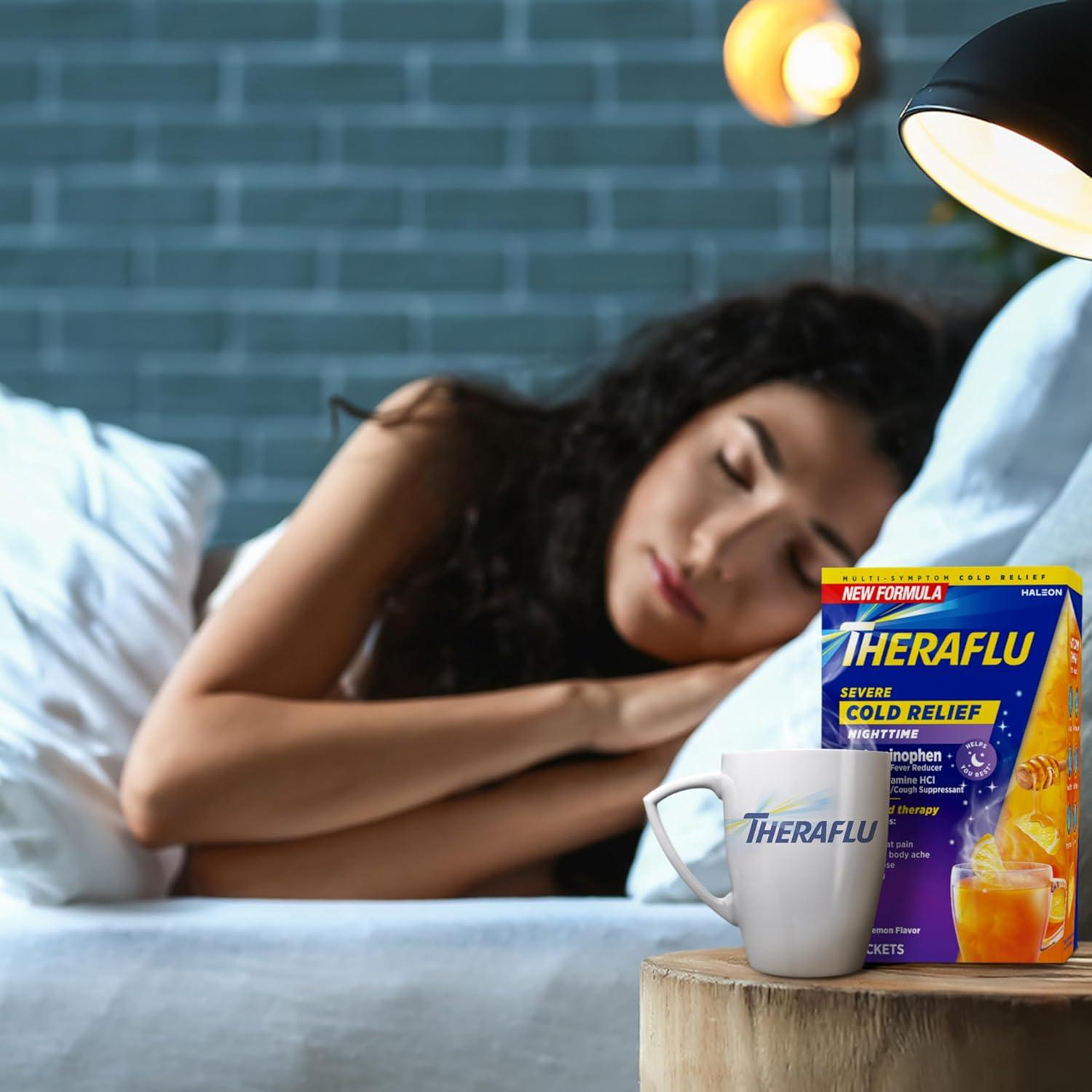 Theraflu Nighttime Severe Cold Relief Powder - Honey Lemon Flavor | 6 ...