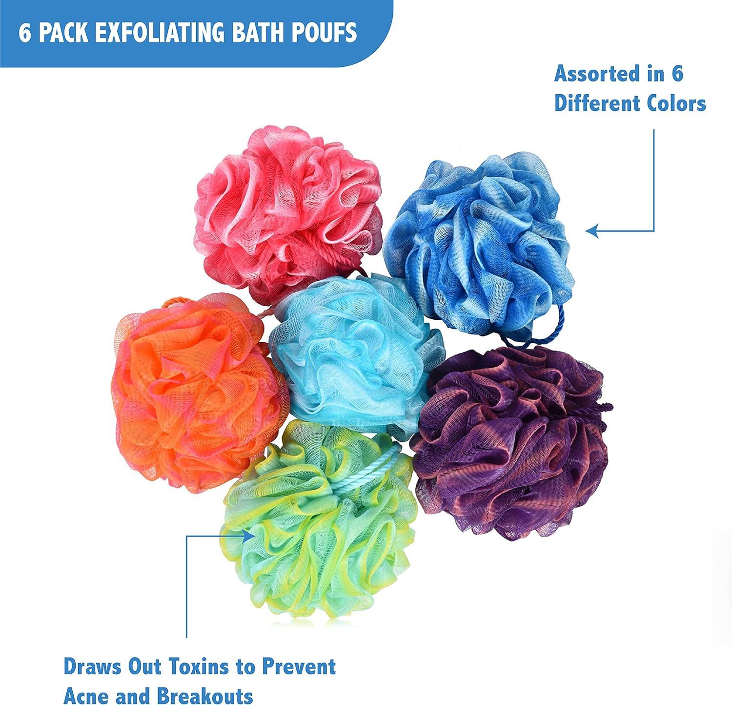 Spa Savvy 6 Pack Bath Sponges - Exfoliating Body Scrubber & Shower Pouf ...