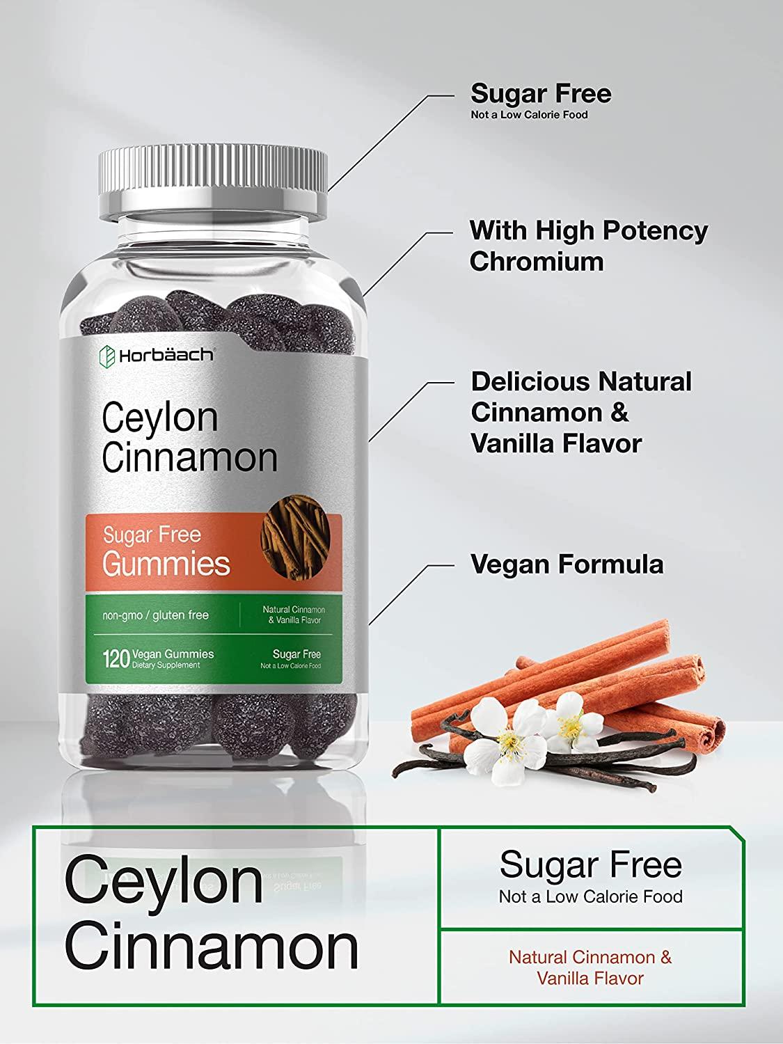 Organic Sugar Free Ceylon Cinnamon Gummies 2000mg | 120 ct | Vegan, Non ...