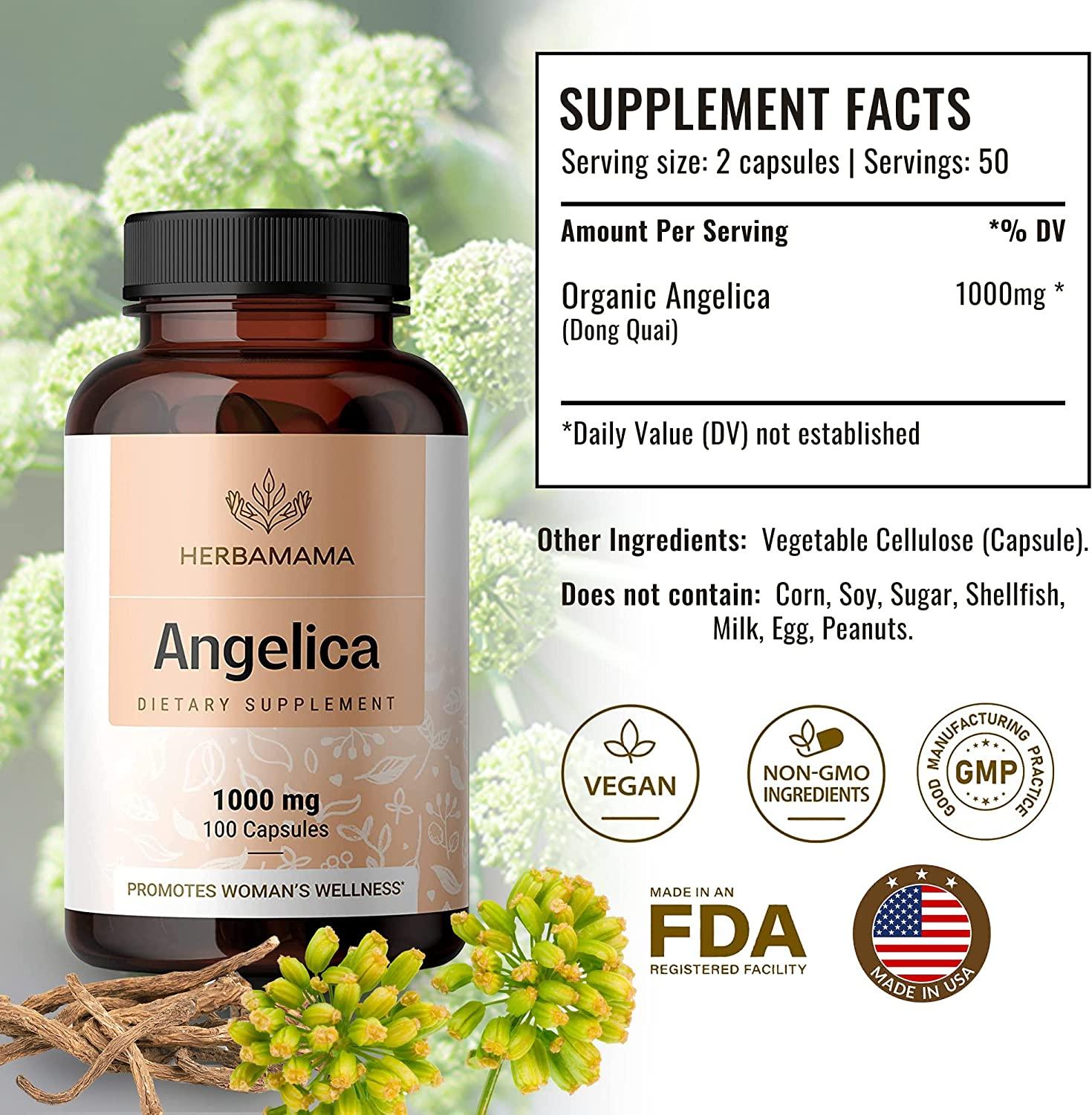 HERBAMAMA Angelica Capsules - Digestive Health, Heart & Blood ...