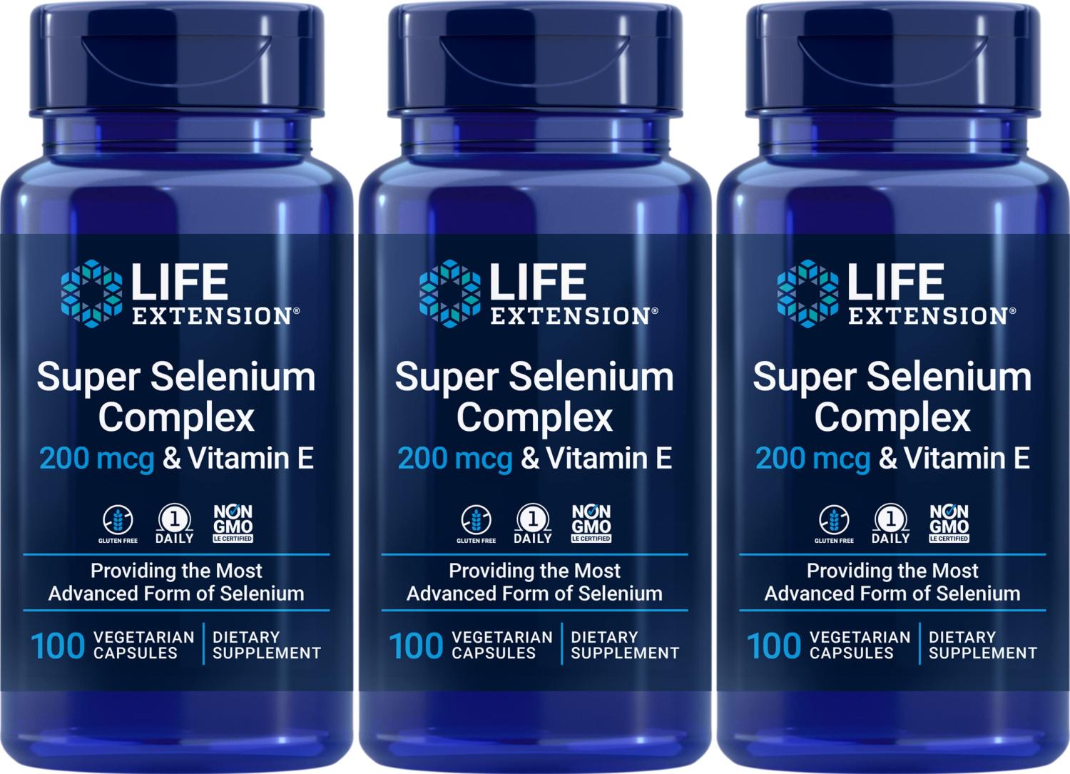 Super Selenium Complex 200 mcg & Vitamin E 100 Vegetarian Capsules ...