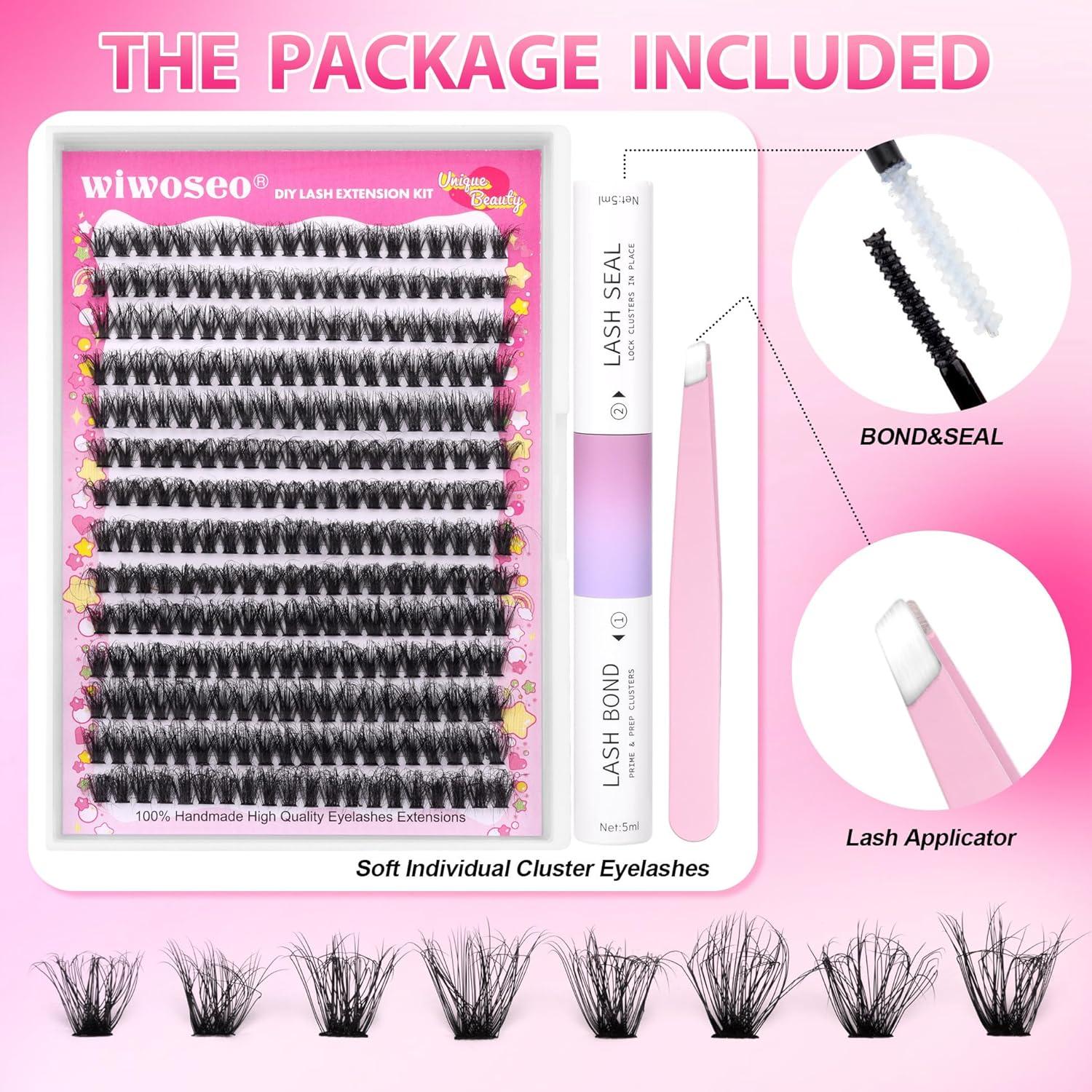 wiwoseo Fluffy Cluster Lashes Kit - Natural Look Russian Lash ...