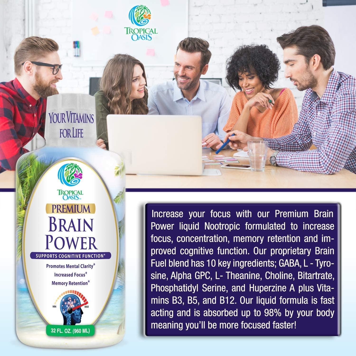 Brain Fuel Liquid Nootropic Supplement - 32oz, Fast-Acting Formula for ...