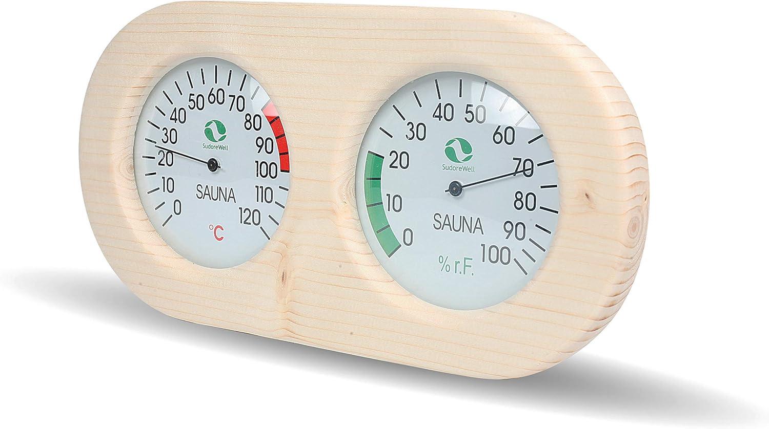 Sauna Climate Meter - Thermometer & Hygrometer in Wooden Frame ...