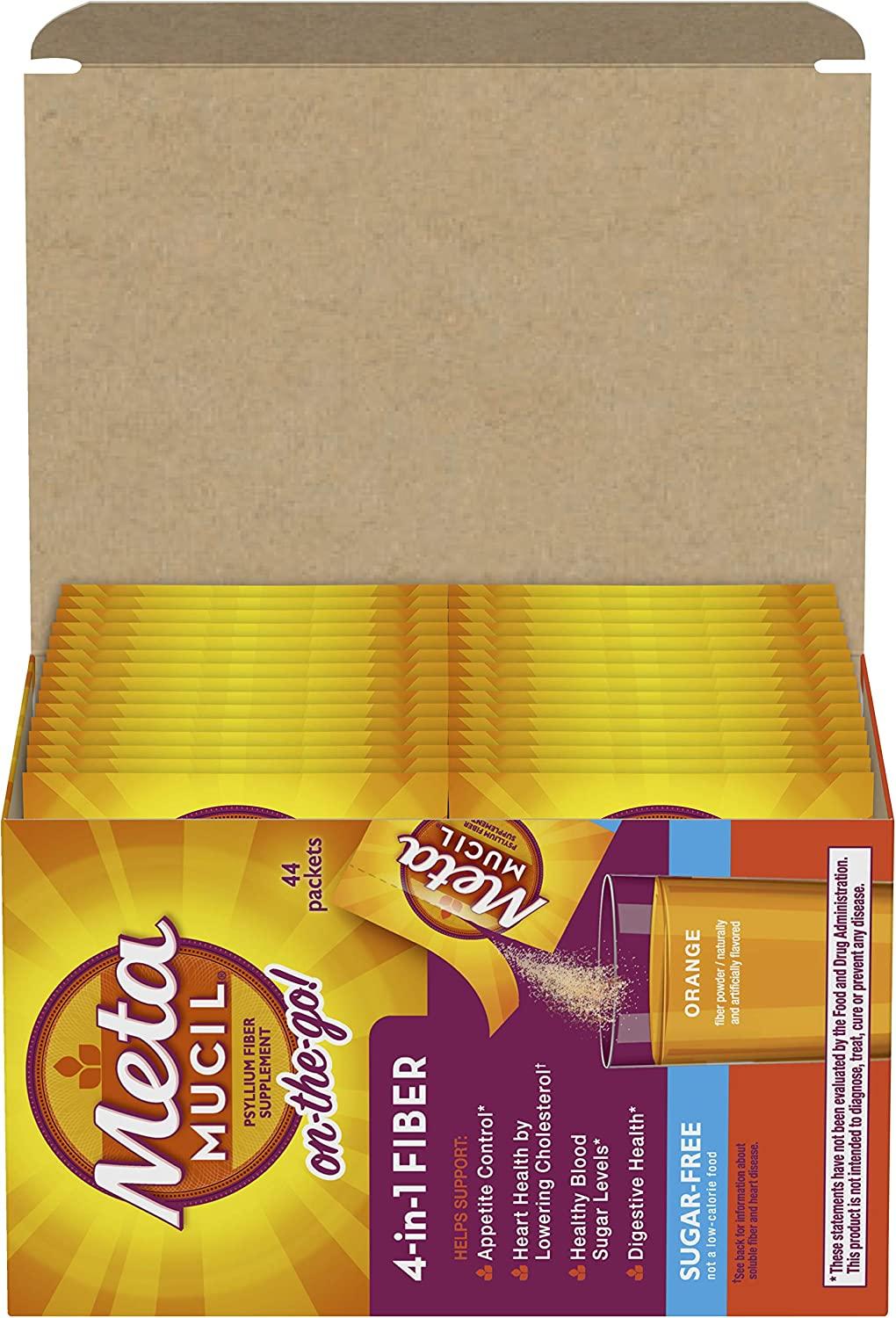 Metamucil Fiber, 4-in-1 Psyllium Fiber Supplement, Sugar-Free Powder ...