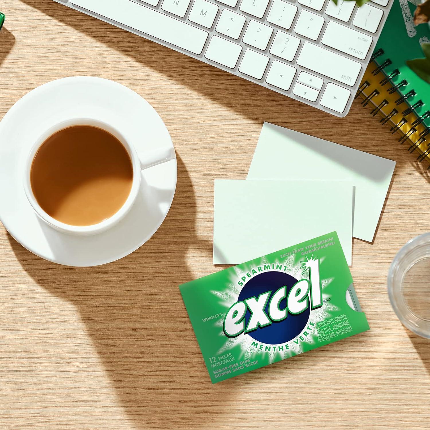 EXCEL Spearmint Flavoured Sugar Free Chewing Gum 12 Pieces 12 Packs ...
