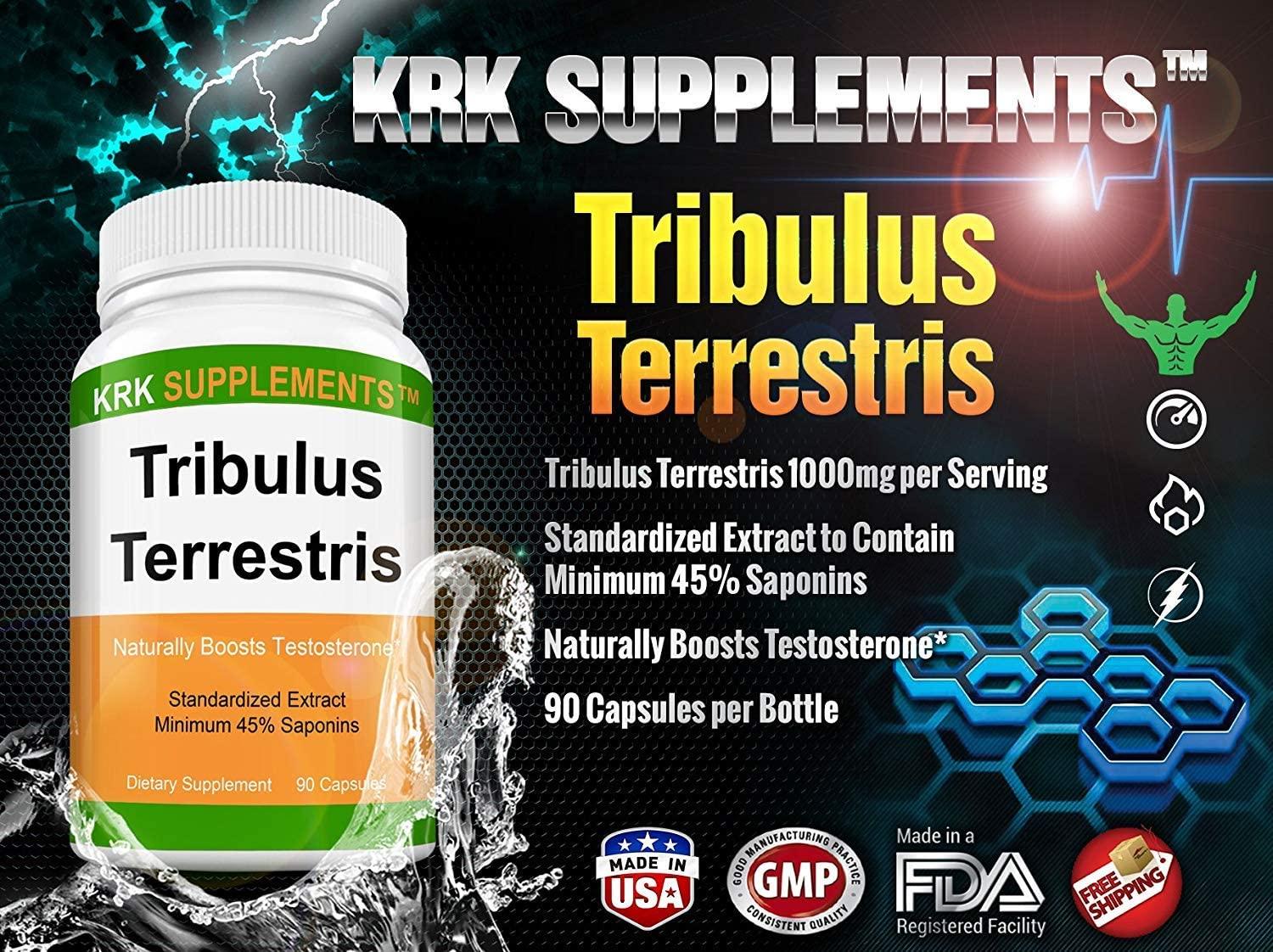 Tribulus Terrestris 1000mg | 90 Capsules | KRK Supplements | Buy Now ...