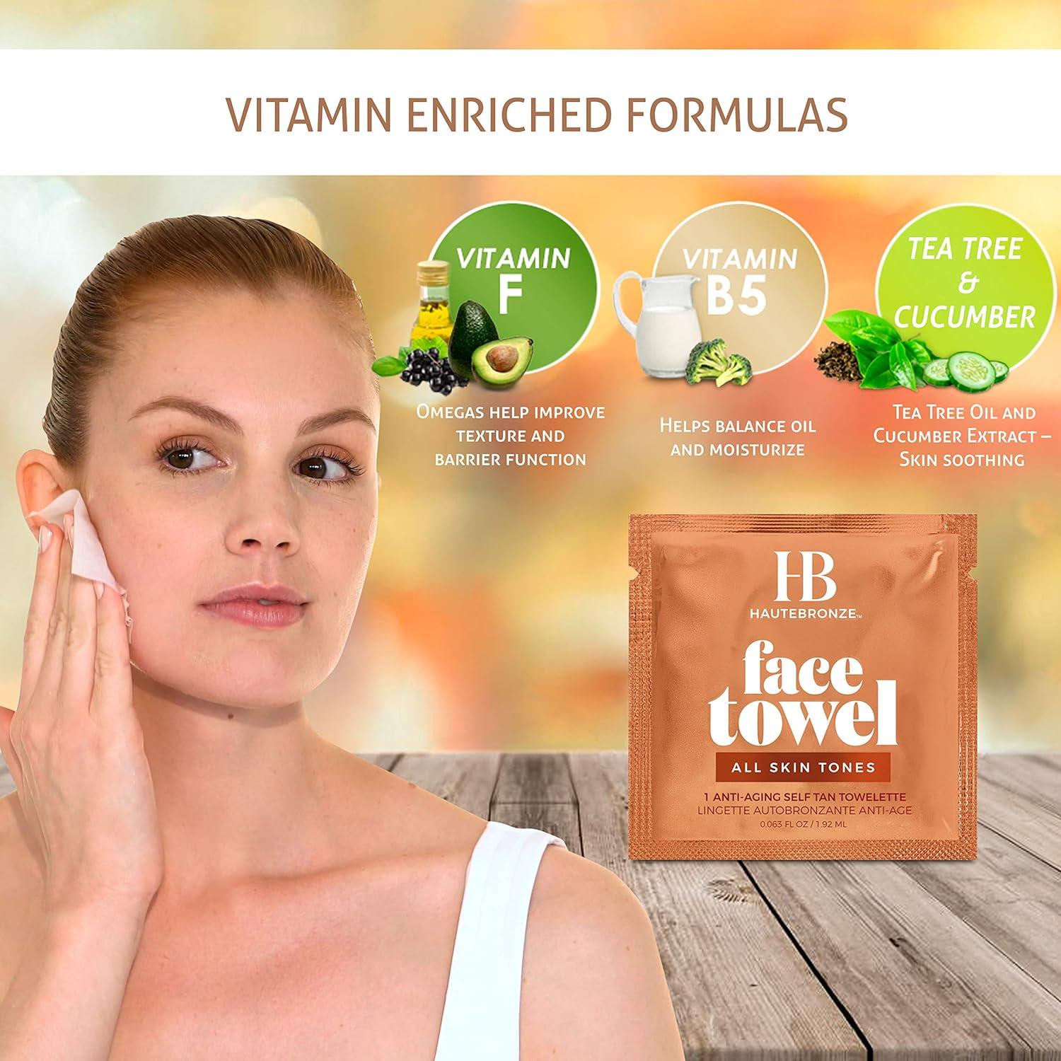 Face Tan Towels - Fair to Dark Skin Tones - Self Tanning Wipes 15 pack ...