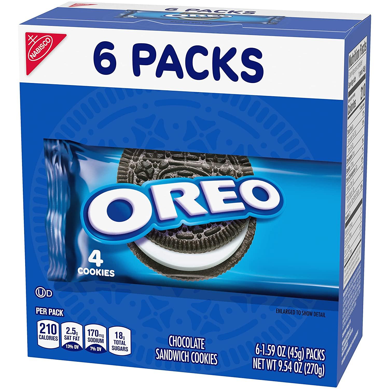 OREO Chocolate Sandwich Cookies - 6 Snack Packs (4 Cookies Per Pack ...