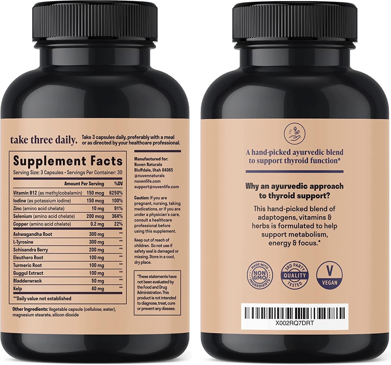 Plant Based Thyroid Support Supplement with Ashwagandha - Energy ...