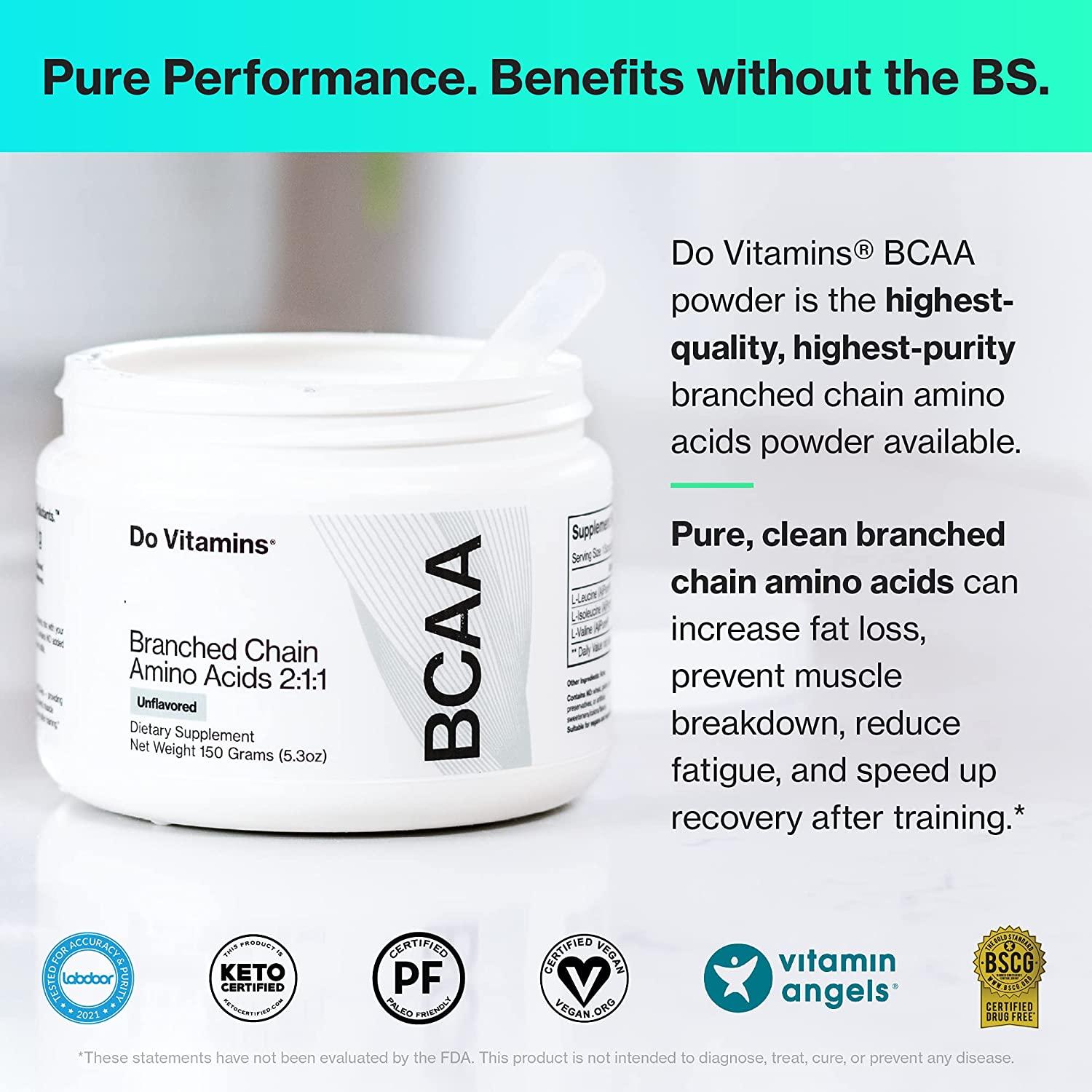 Branched Chain Amino Acids (BCAA) Unflavored Powder - Vegan AjiPure ...