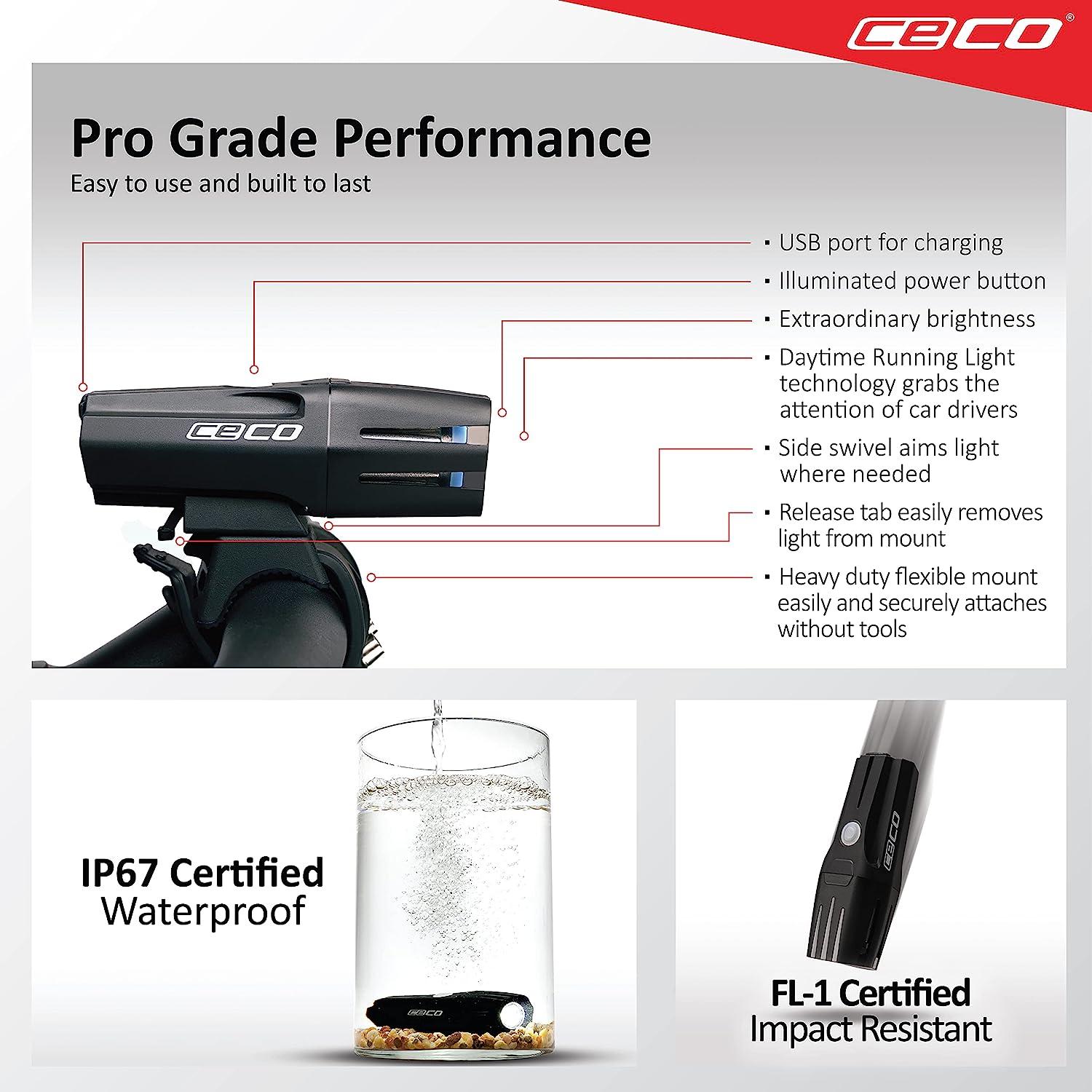 CECO-USA 1200 Lumen USB Rechargeable Bike Light | Waterproof & Impact ...