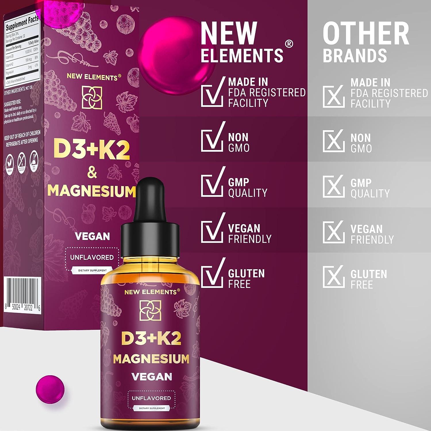 Vitamin D3 with K2 & Magnesium MCT Oil Drops - 10000 IU D3, 100mcg K2 ...