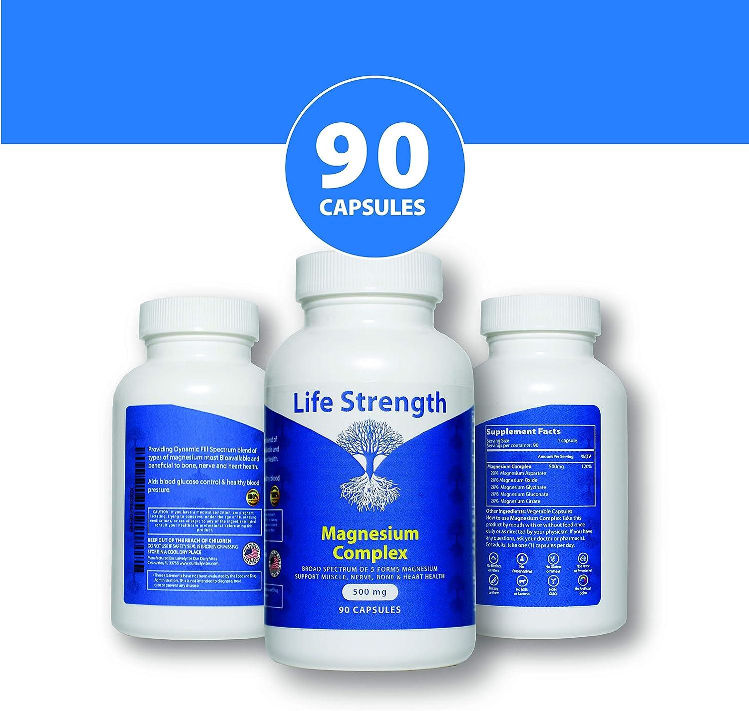 5 Forms Magnesium Complex 500mg - 90 Capsules - Oxide Citrate Aspartate ...