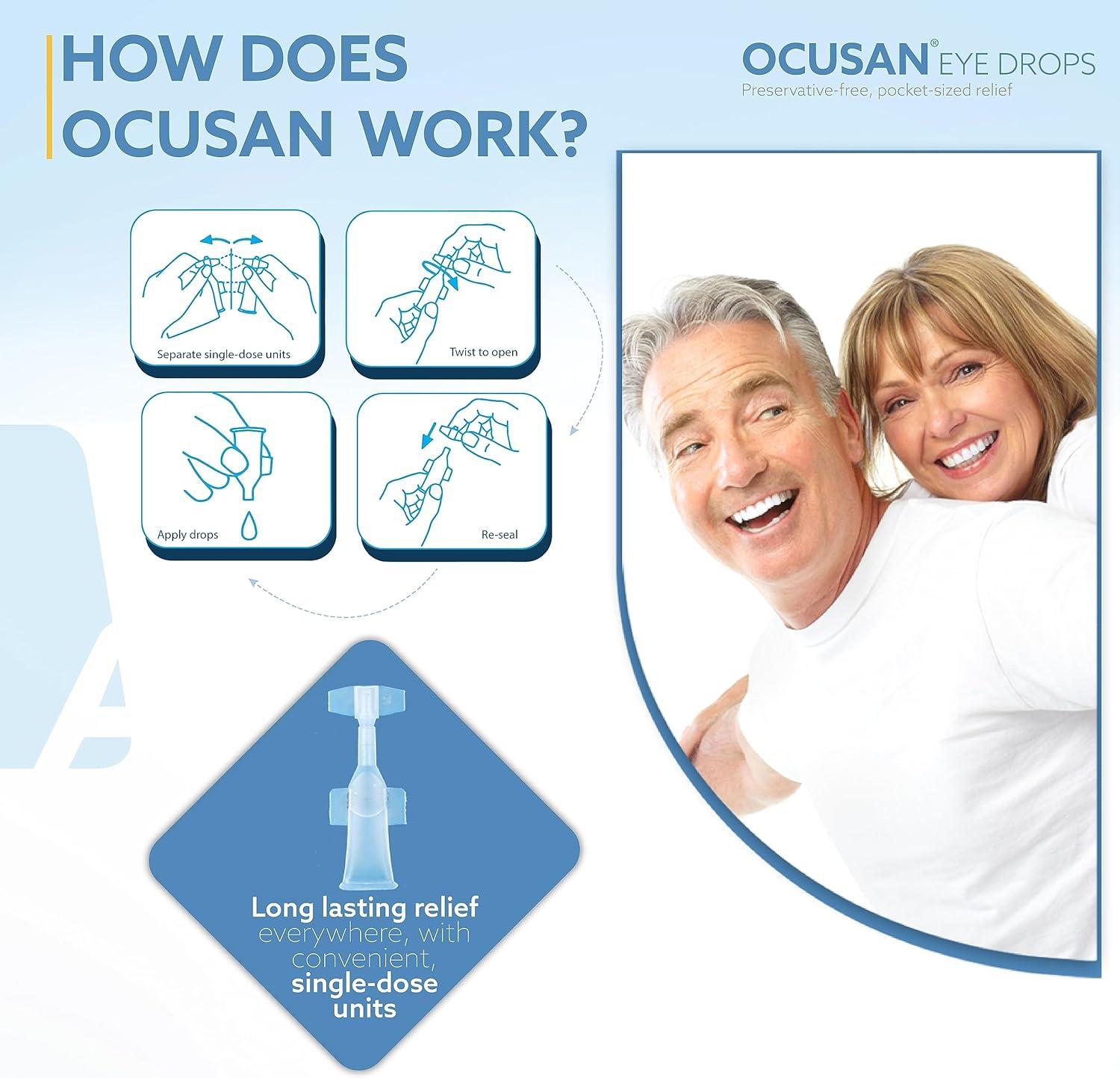 Ocusan Single Dose Eye Drops - Preservative Free Lubricating Drops with ...