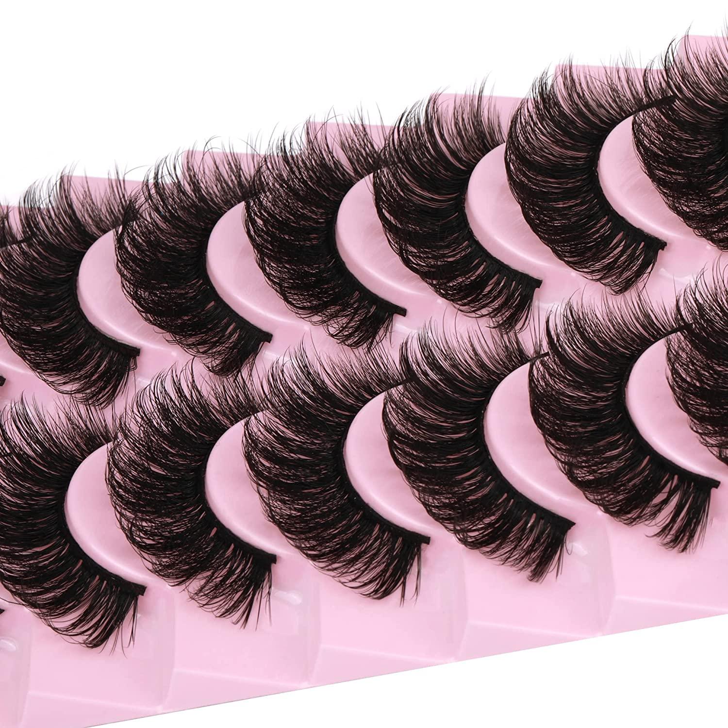 Wiwoseo 3D Faux Mink Eyelashes - 10 Pairs Natural Wispy & Fluffy 17MM ...