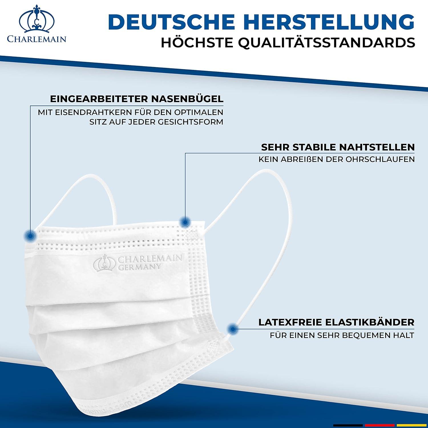 Charlemain 50x Medical Masks - EN 14683 Type IIR BFE 99.9% 3-Layer ...