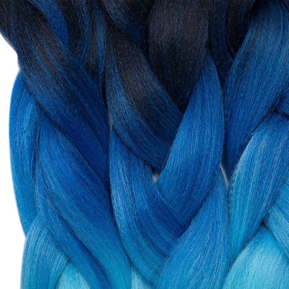 Tess Braids Extensions Blue - 60 cm Jumbo Kanecalon Hair Braids (3 Pack ...