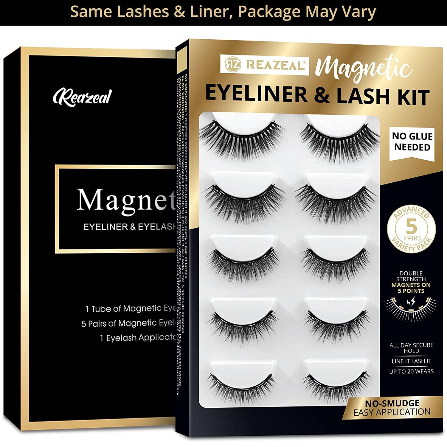 Magnetic Eyelash Kit - 5 Pairs of Natural Look Magnetic Lashes with ...