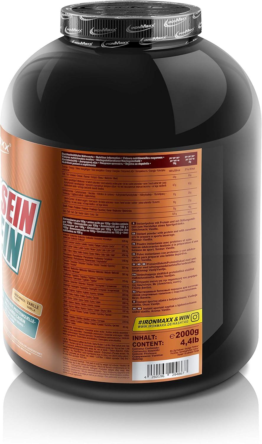 Ironmaxx 100% Casein Protein Powder Vanilla 2kg | Sugar-Free Water ...