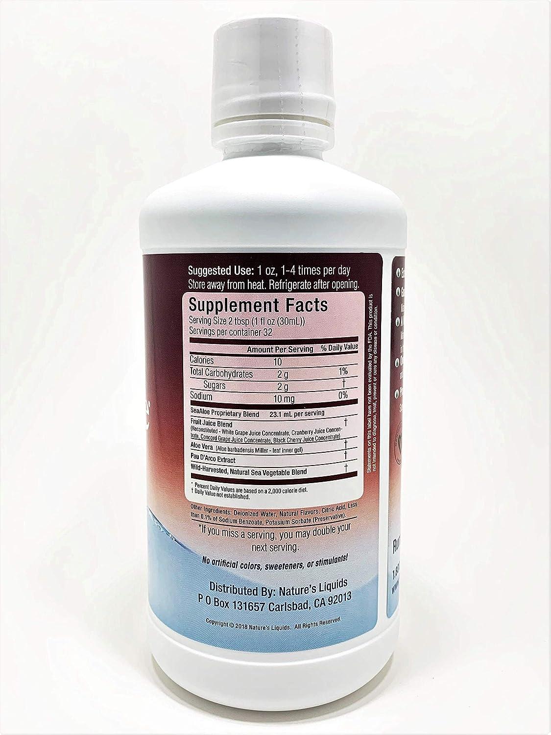 Nature's Liquids SeaAloe Liquid Whole Food 32 Oz - Multivitamin ...