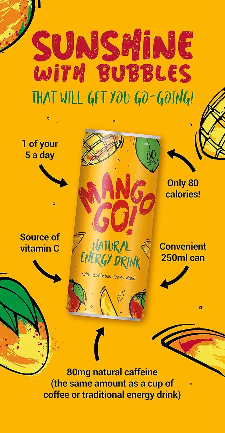 Mango GO! - The Mango Natural Energy Drink - 12 x 250ml - Vegan - New ...