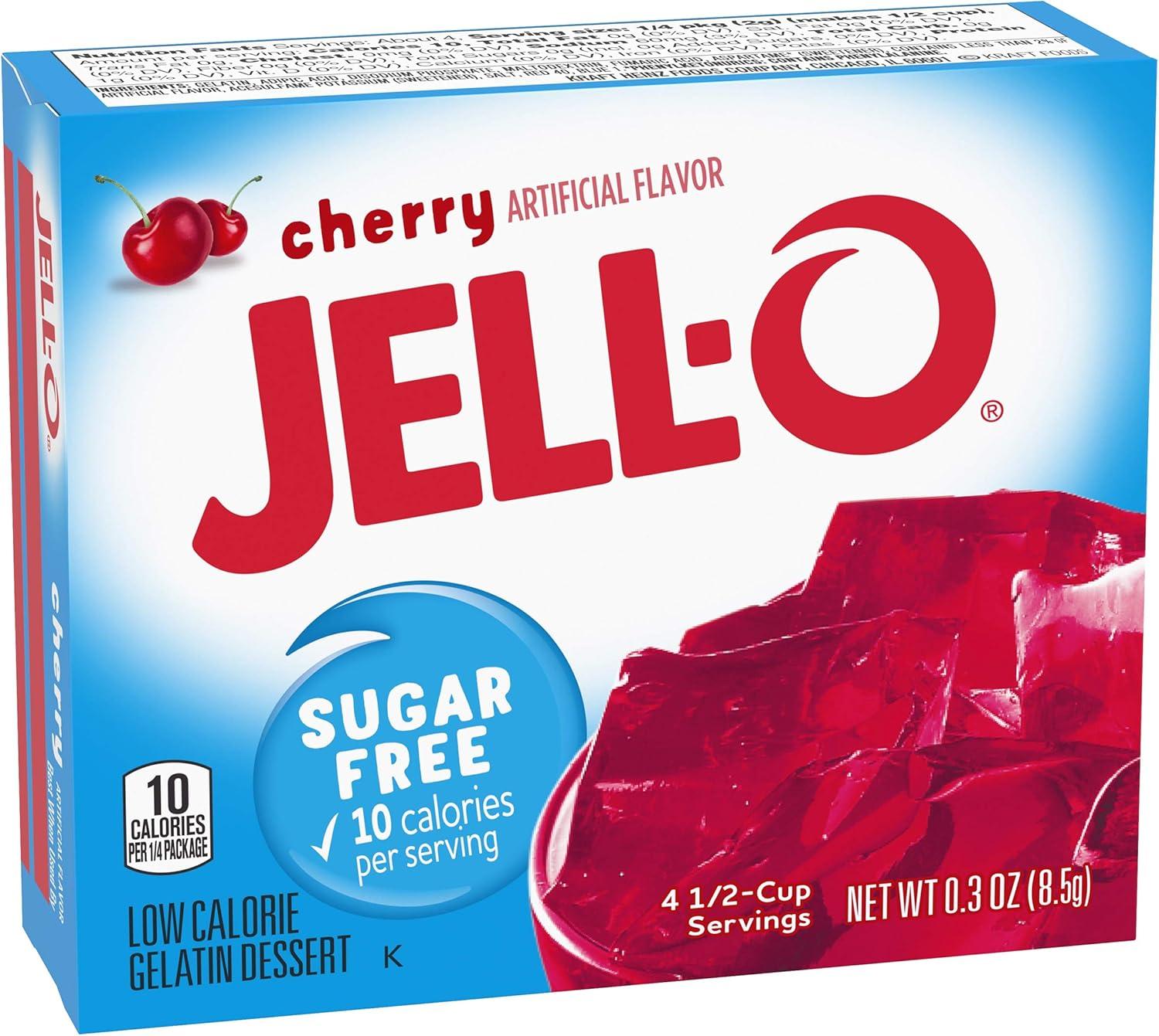 JELL-O JELLO Sugar Free Cherry Low Calorie Gelatin Dessert 1 x 8.5 g ...