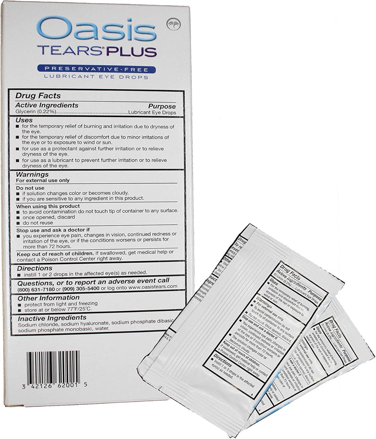 Oasis Tears Plus Preservative-Free Eye Drops - 40 Vials | Soothing ...