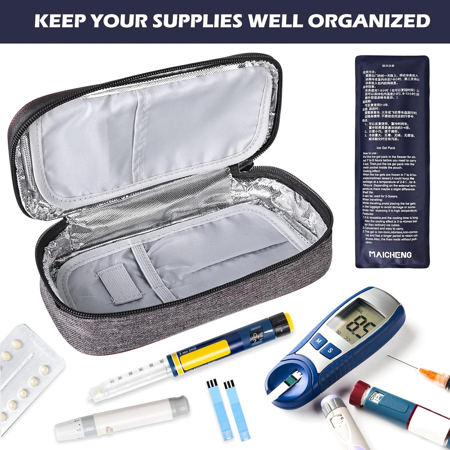 Insulin Cooler Travel Case with Ice Packs - Portable Diabetic Organizer ...