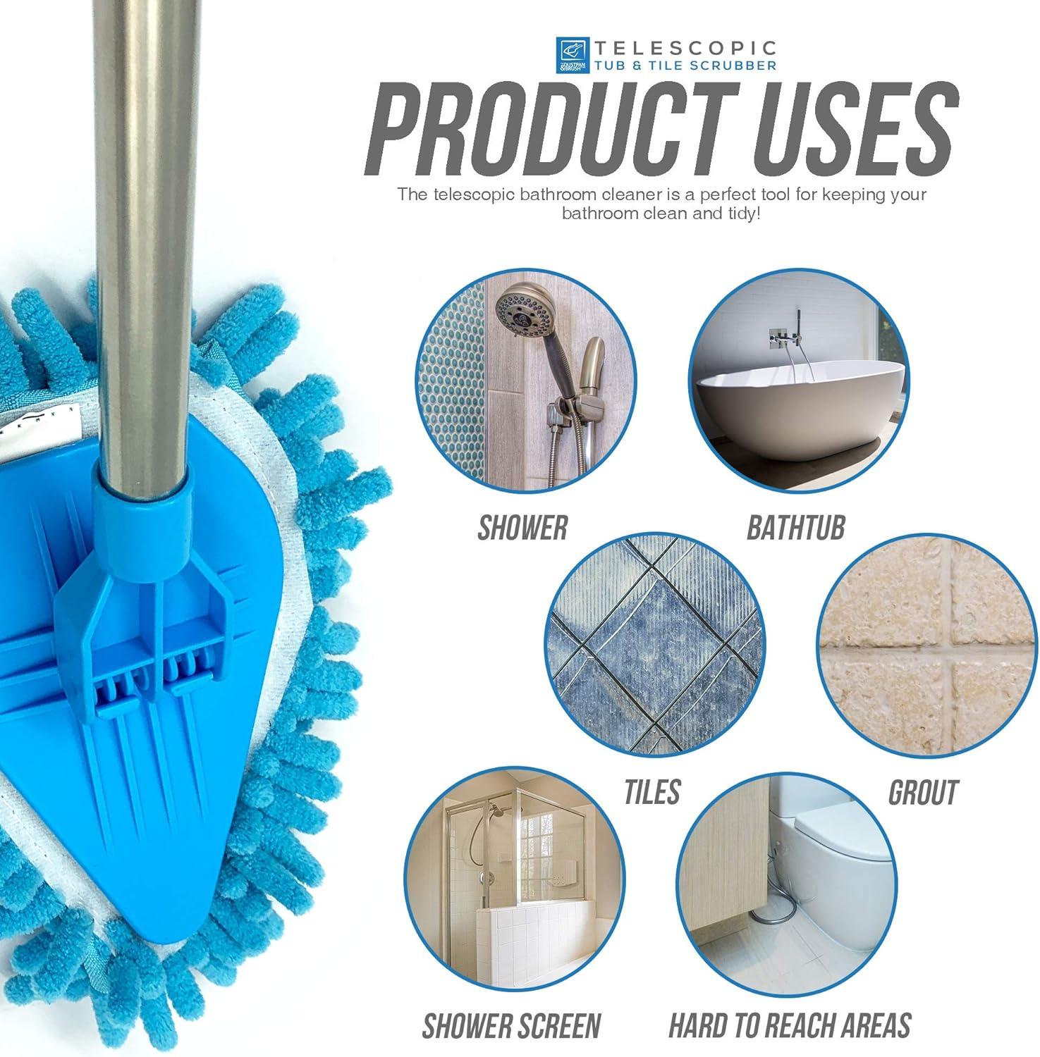 Bathroom Tile Cleaner Telescopic Shower Mop | Extendable Bath Cleaning ...