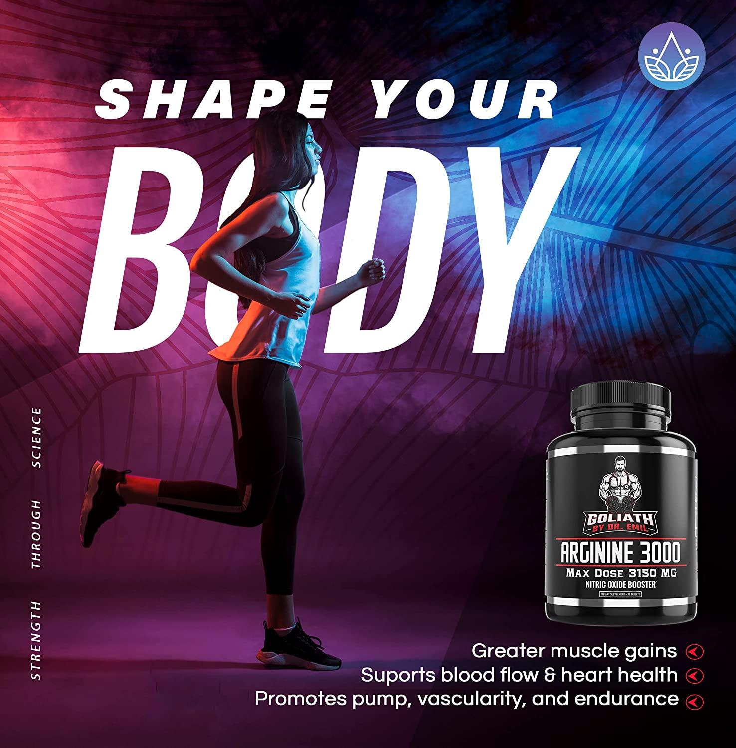 Dr. Emil L-Arginine Capsules 3150mg - Nitric Oxide Supplement for ...