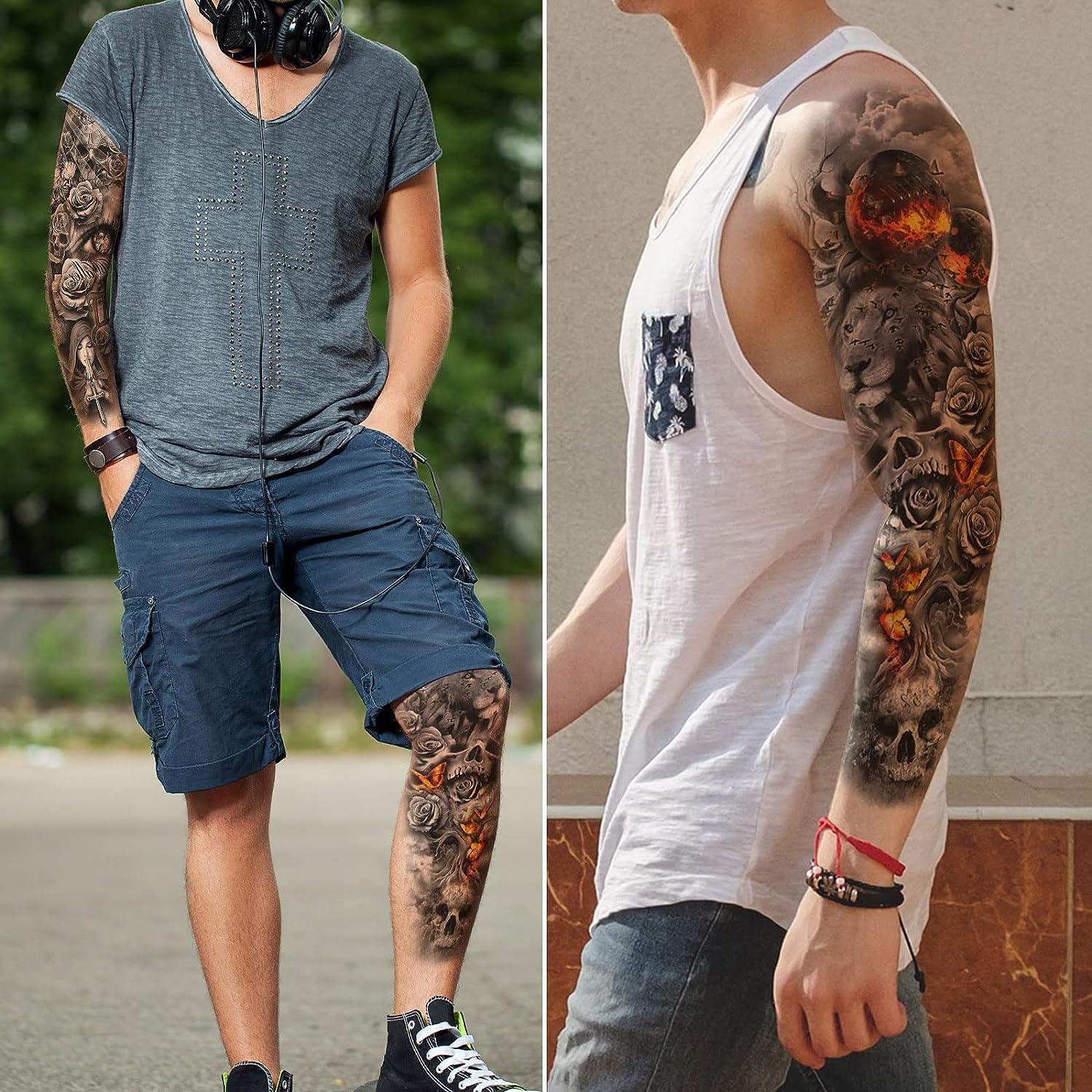 IWANTDIY Full Arm Temporary Tattoo (L19 x W7) - Realistic Fake Tattoos ...