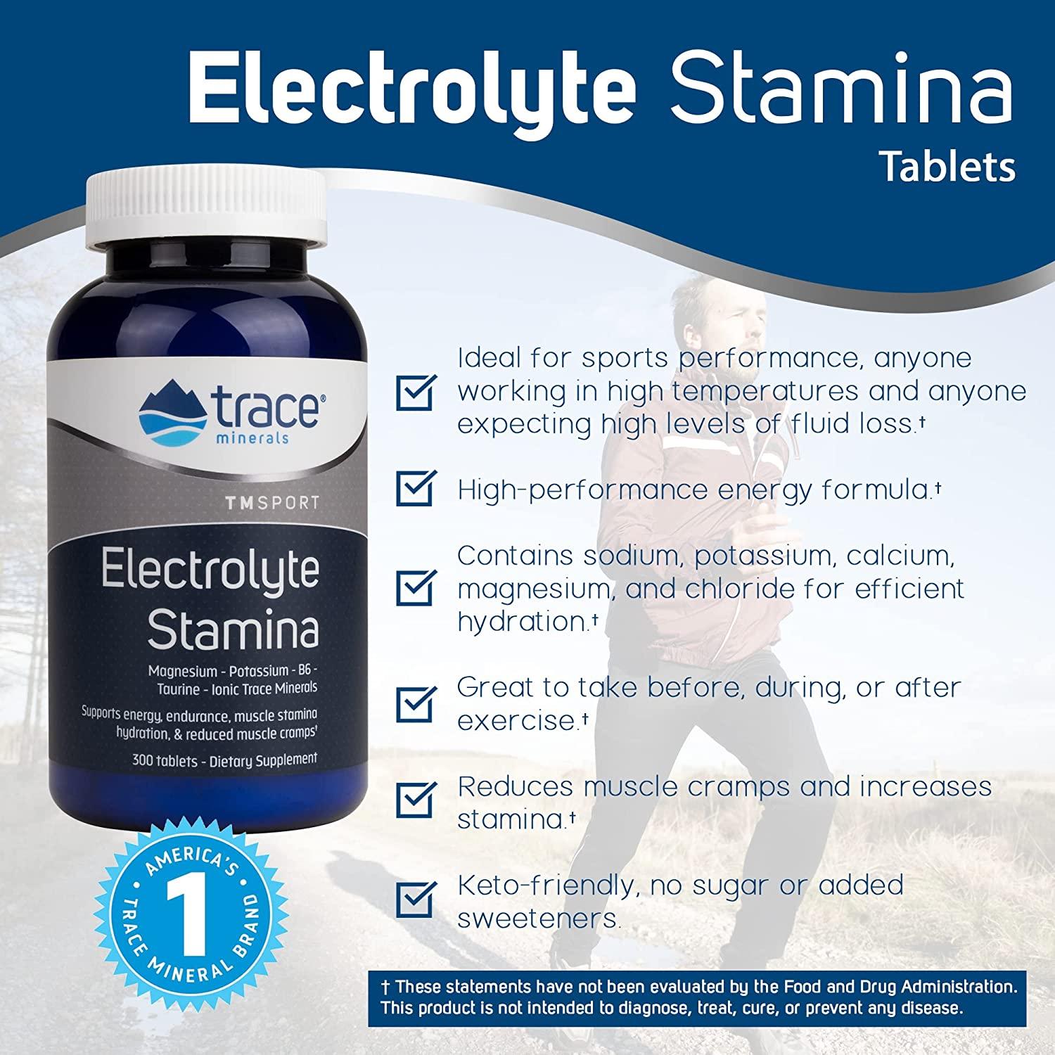 Trace Minerals Electrolyte Stamina Tablets Magnesium Potassium to Boost ...