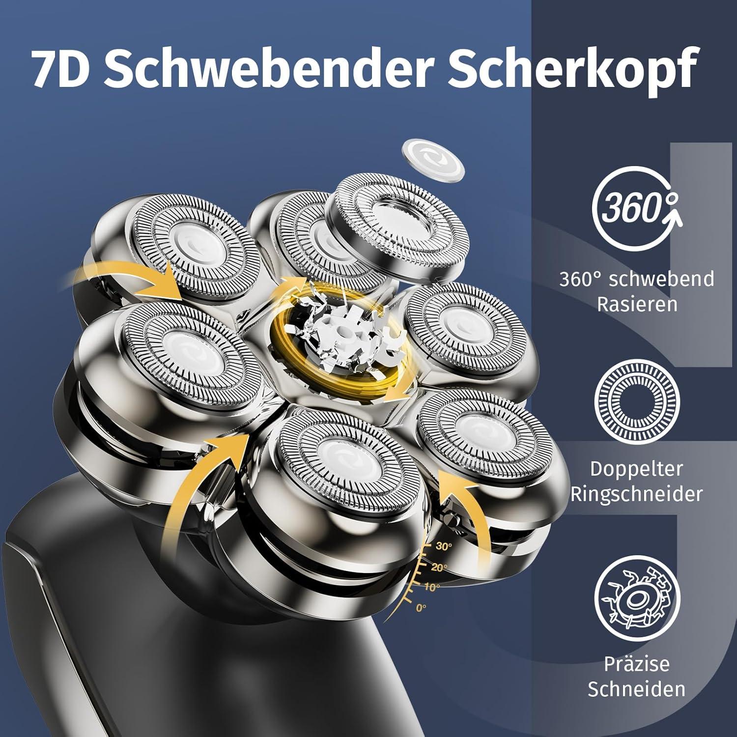 Rossifur 7D Replacement Shaving Head - 7 Heads for Bald Shavers | Wet ...