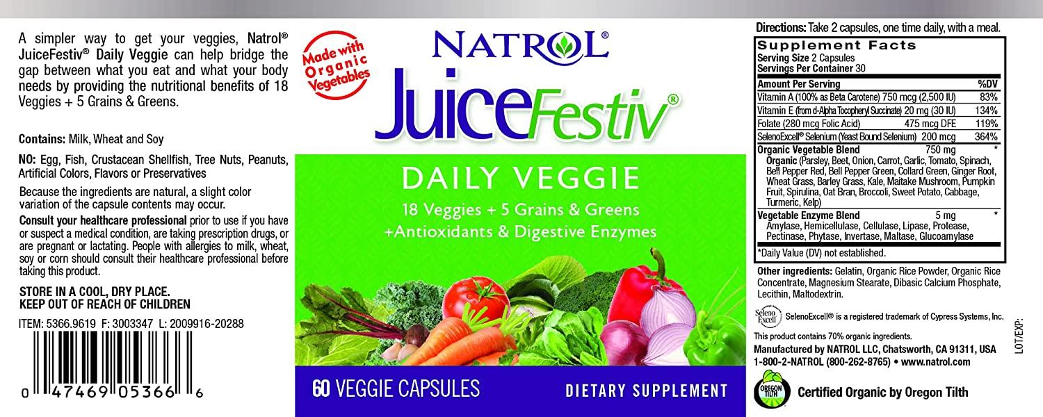 Natrol JuiceFestiv - 2 Bottles, 60 Capsules Each | Immune Support ...