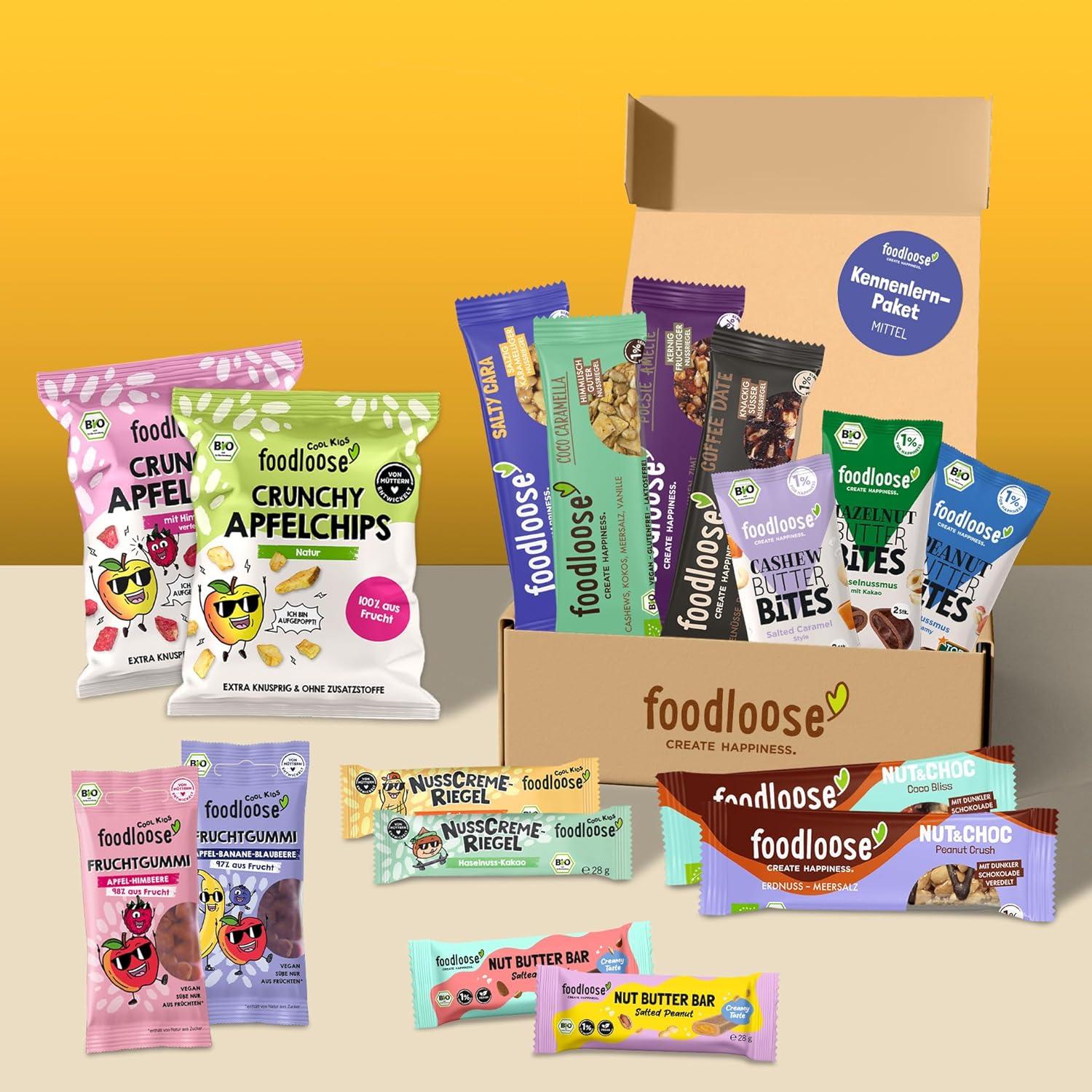 Foodloose Vegan Candy Box | 17 Organic Snacks | Sugar-Free Fruit Gums ...