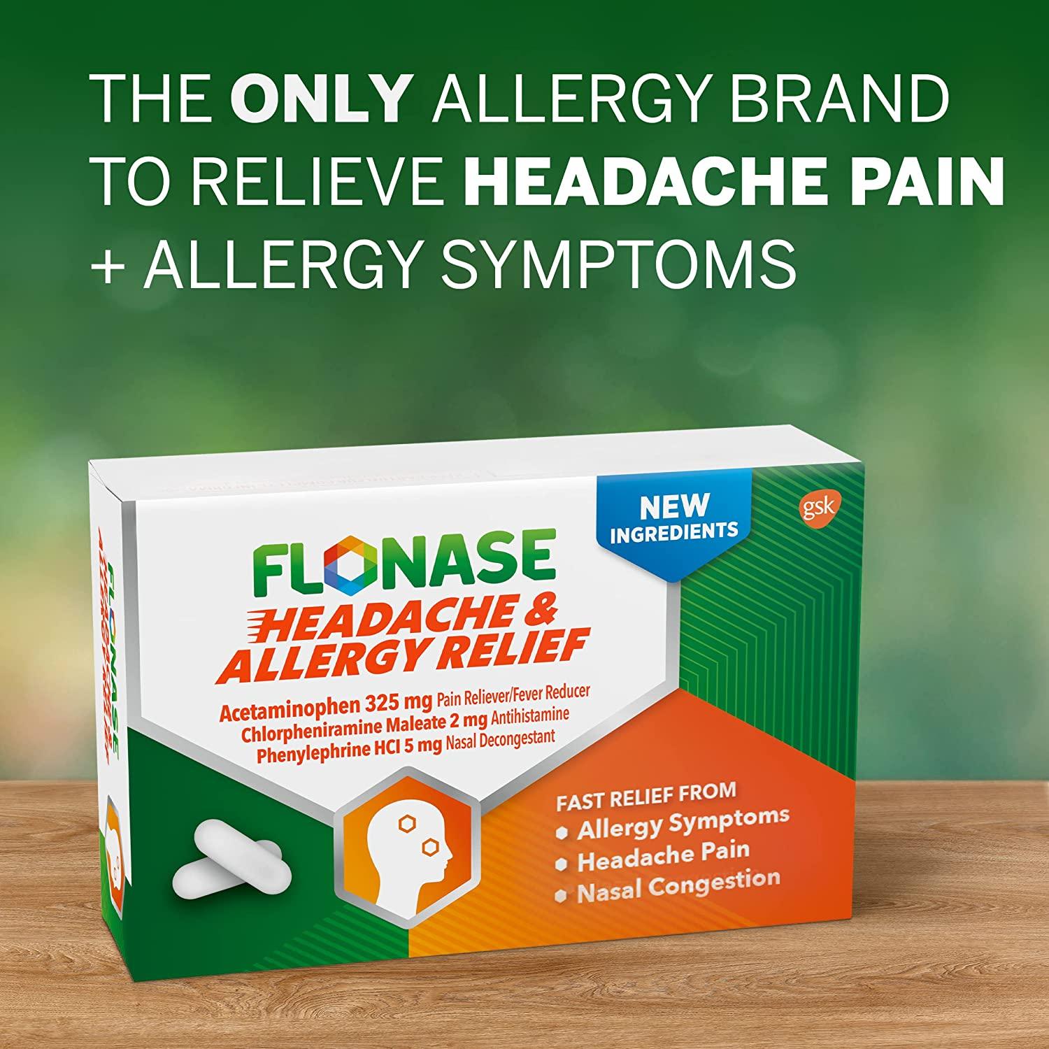 Flonase Headache and Allergy Relief Caplets - 48 Doses - Acetaminophen ...