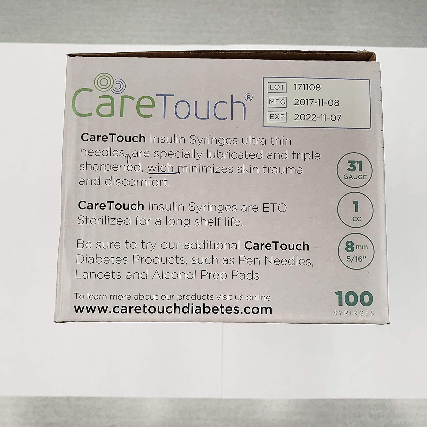 Care Touch Insulin Syringes 31g 5/16 8mm 1cc (Pack of 100) | Buy Online ...