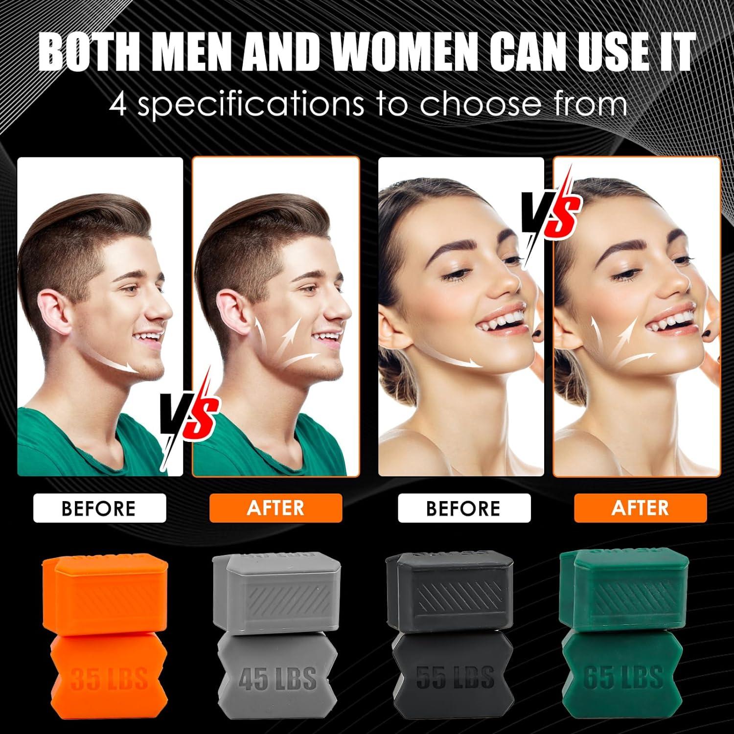 Pack of 8 Silicone Jawline Trainer - Jawline Trainer with 4 Resistance ...