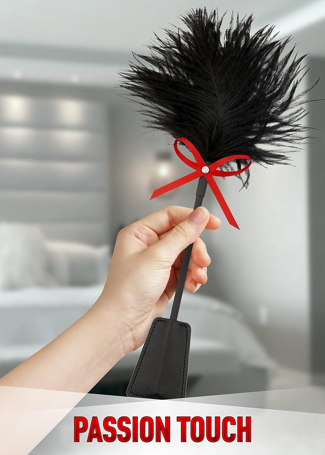 Feather Tickler & Blindfold Set | 15 Fluffy Tickler Toys | Satin Eye ...