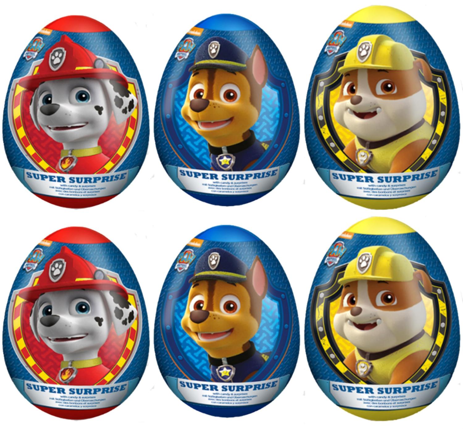 Paw Patrol Plastic Super Surprise Eggs 10g 6 Pack Contains Toy Sticker ...