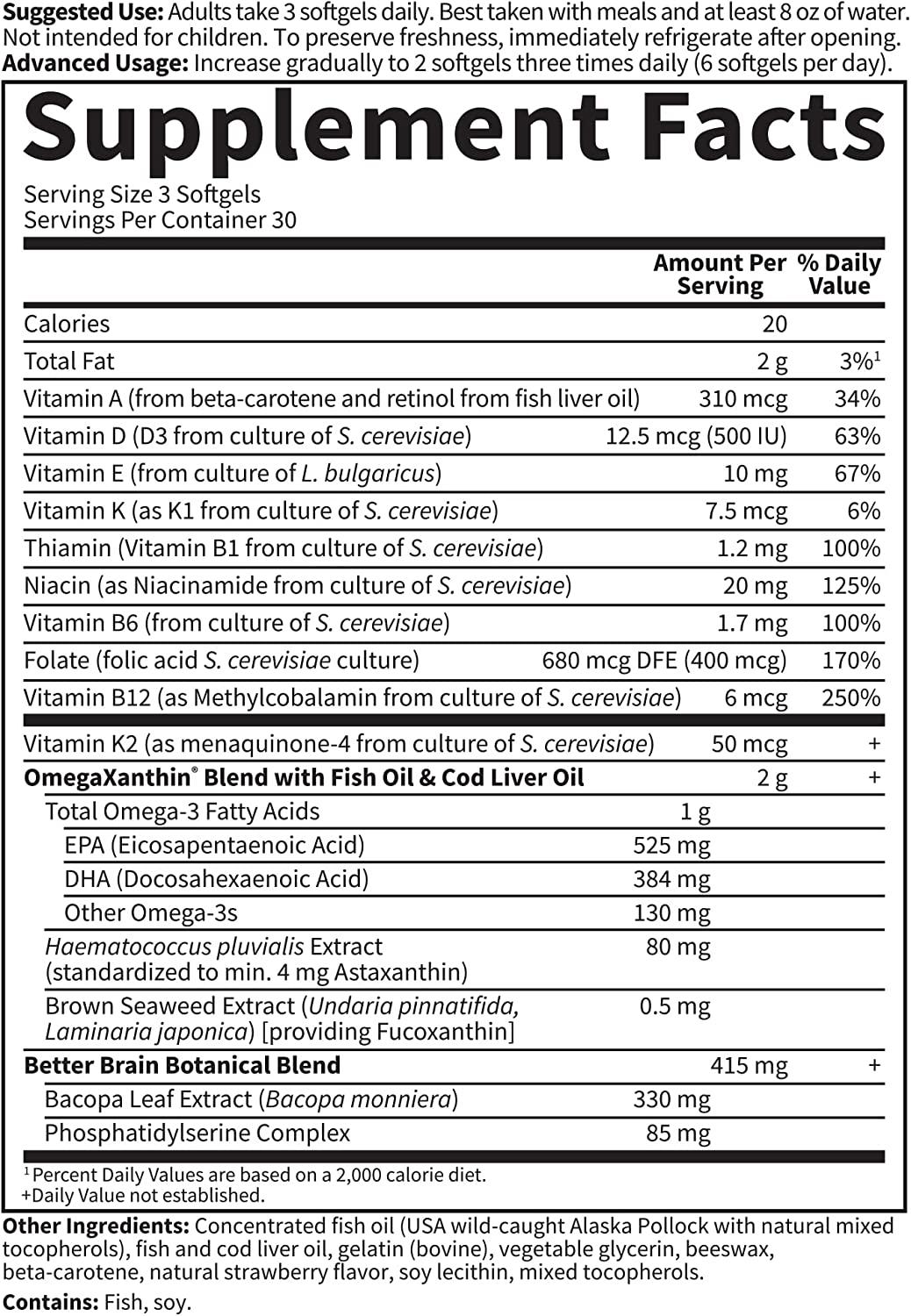Garden of Life Oceans 3 Better Brain OmegaXanthin - 90 Softgels for ...