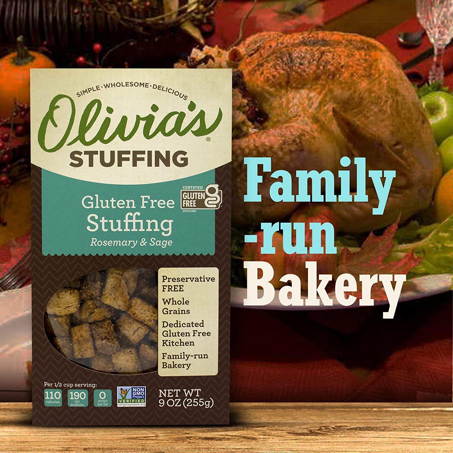Olivia's Croutons Gluten Free Stuffing Mix - Rosemary & Sage Herb Seasoned Dressing - Vegetarian ...
