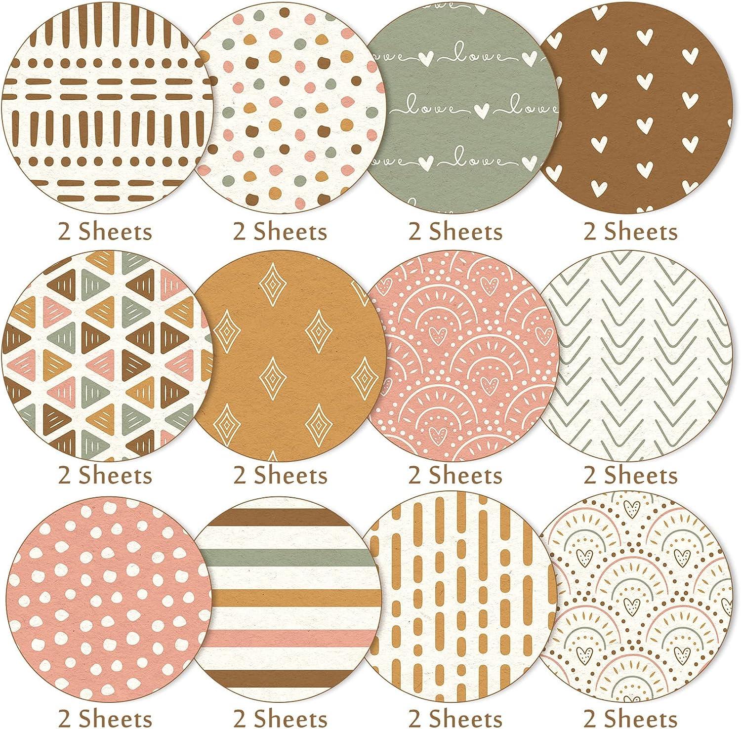 Whaline 24 Pack Boho Pattern Scrapbook Paper - Double-Sided 30x30cm ...
