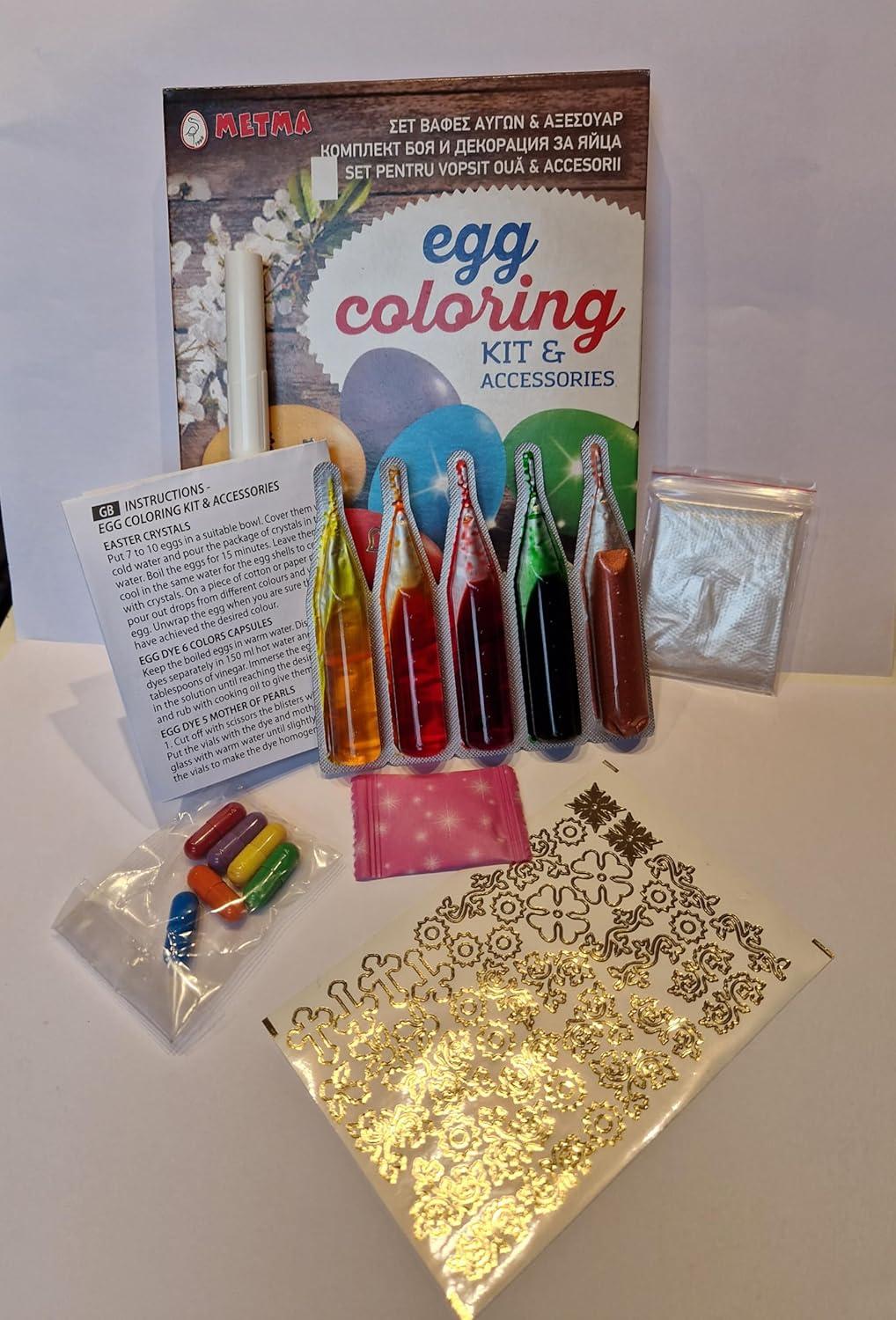 Metma Easter Egg Colouring kit and accessories 4 Coulors egg dye plus ...