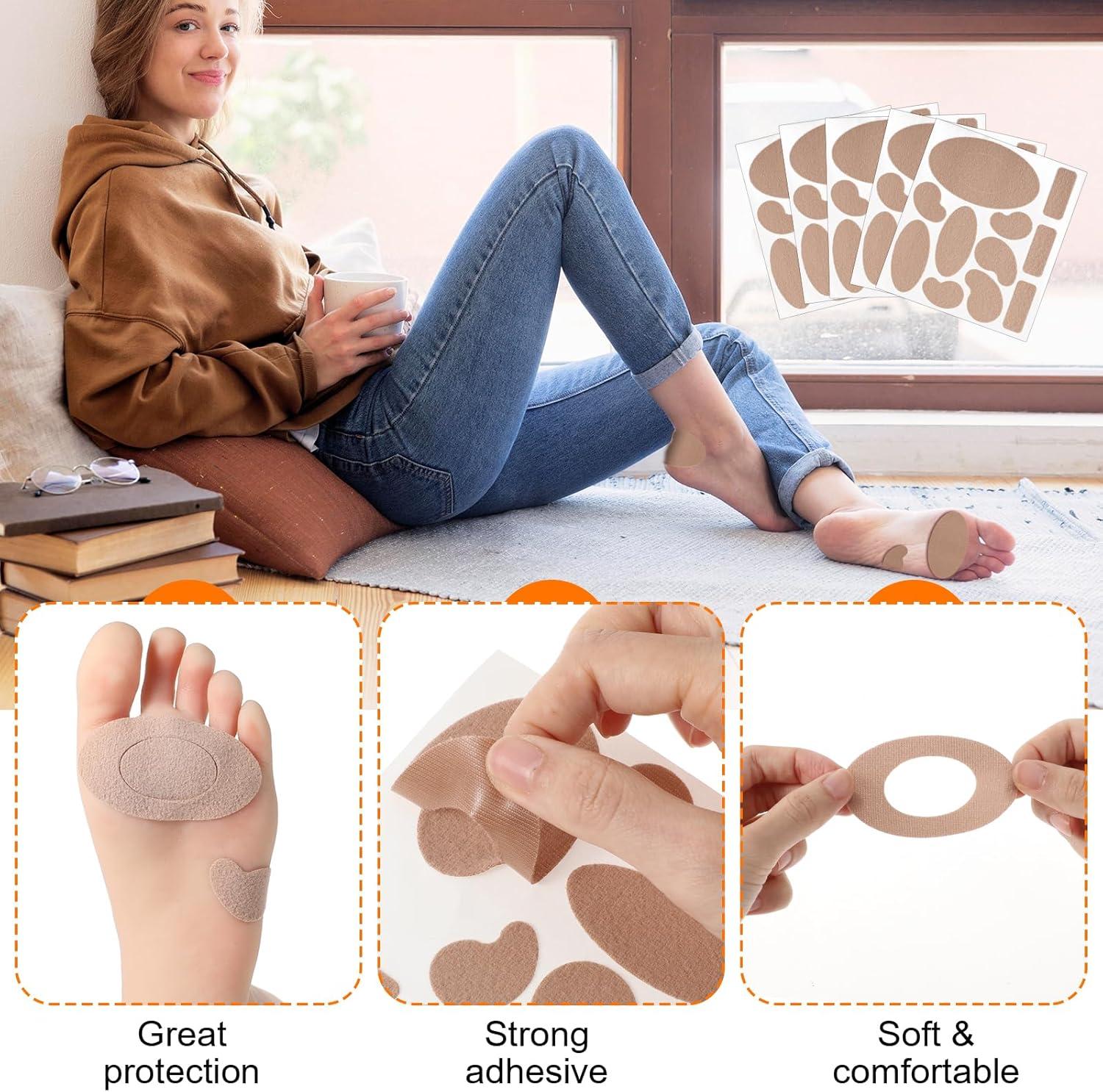 12 Sheets Moleskin Padding for Shoes - Adhesive Heel Blister Prevention ...