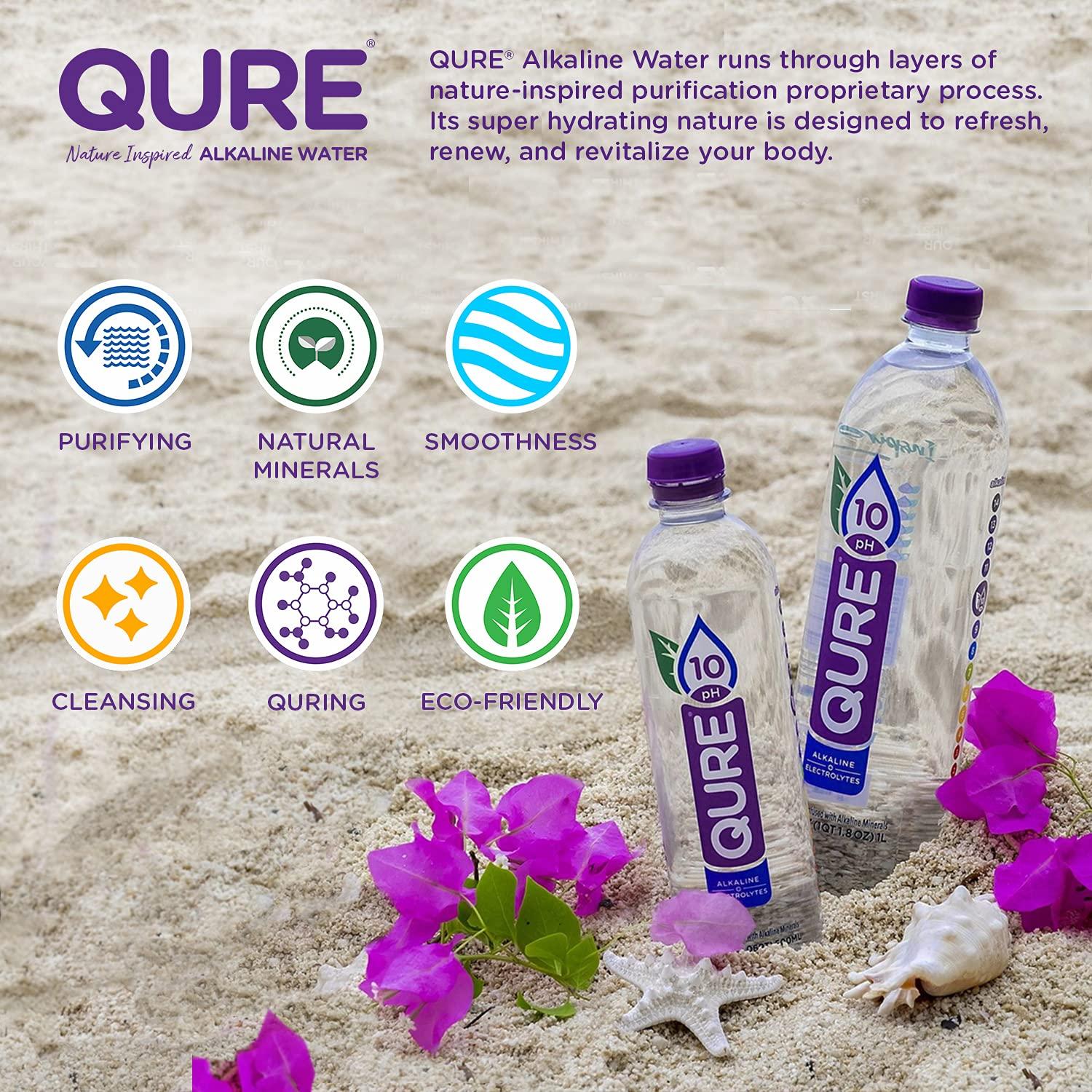 QURE Water Premium 10 pH Ionized Alkaline Bottled Water | Silky Smooth ...
