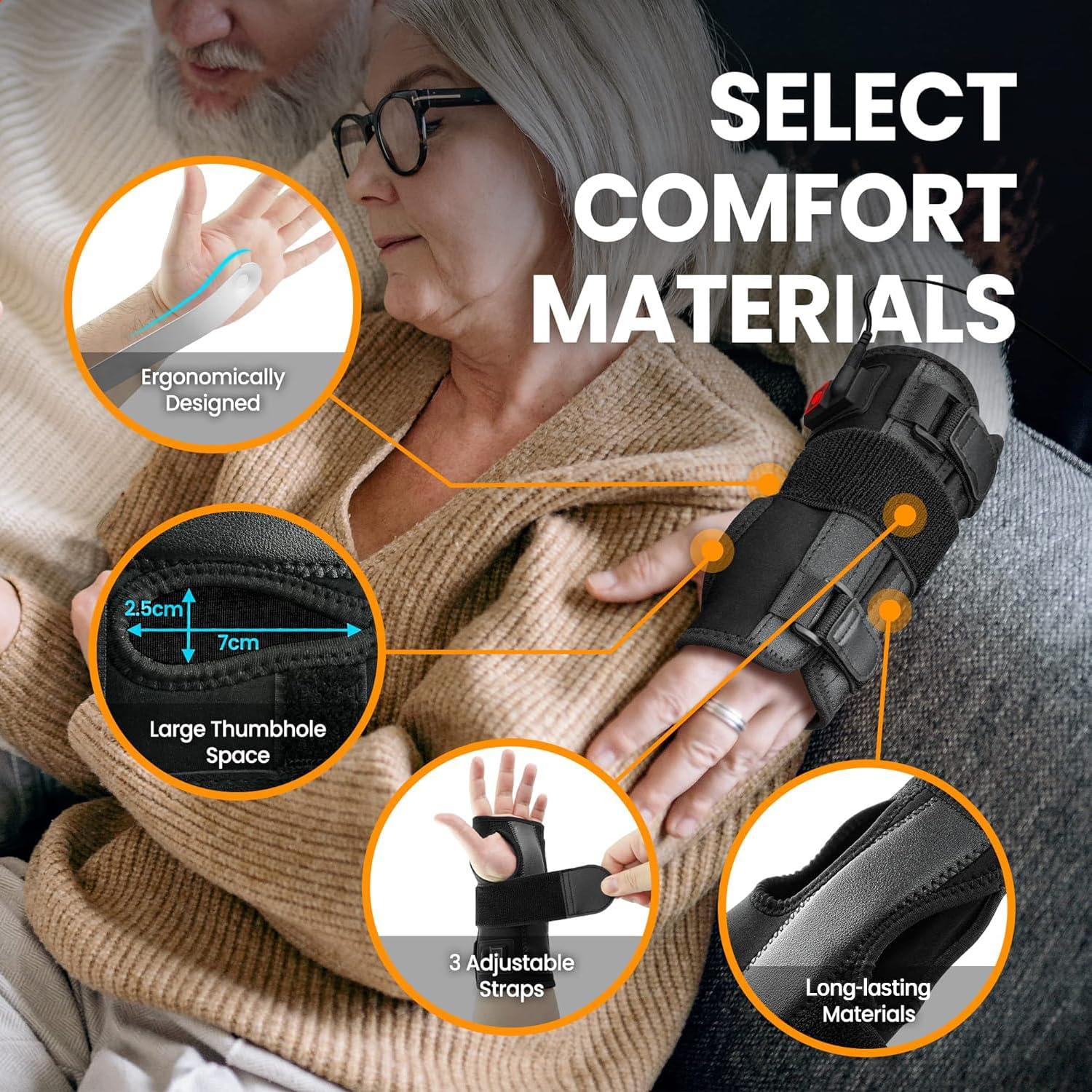 Buy Epessa Heated Wrist Brace with Splint - Adjustable Heating Pad for ...